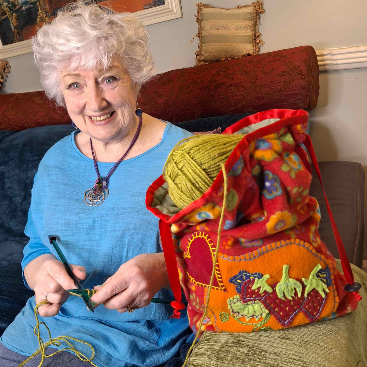 Project Bags and Luxe Drawstring Applique Bag for Crafters to Knitters ...